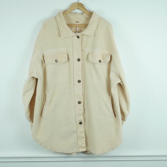 Free People | Tops | Free People Xl Ruby Shacket Oversized Distressed ...